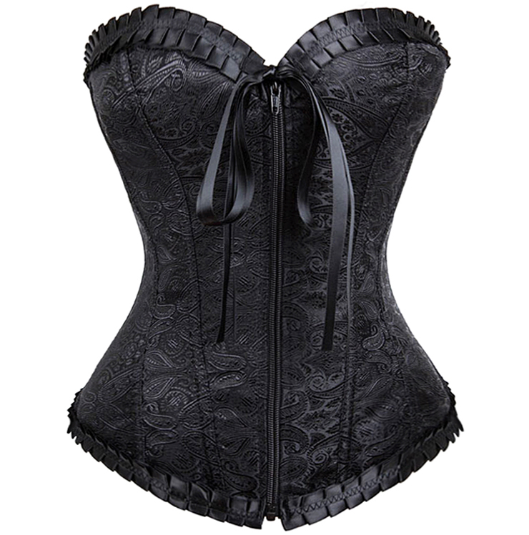 Elegant Black Jacquard Corset N8658