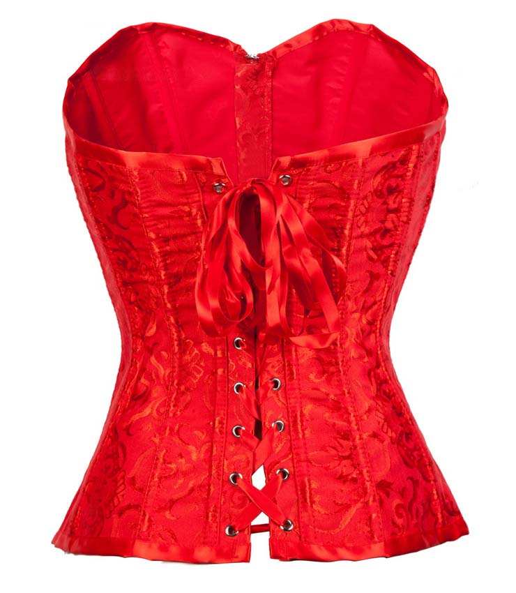 Fashion Red Jacquard Zipper Overbust Christms Corset N10877