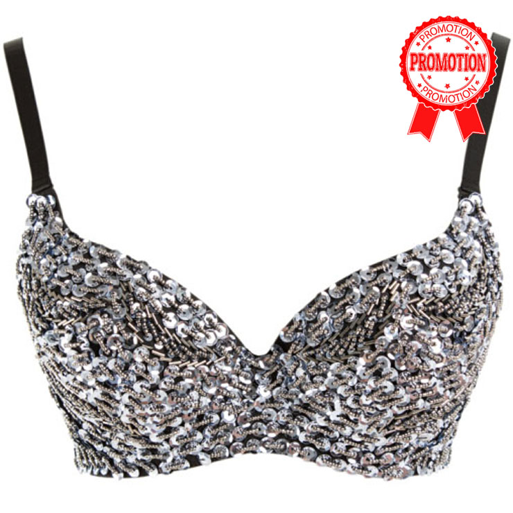 Silver Sequin And Beaded Bra Top N8270