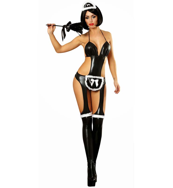 Sexy Pvc French Maid Costume N11083