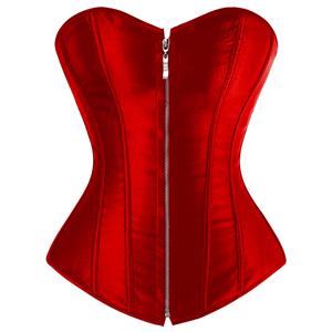 Fashion Women's Red Satin Zipper Body Shaper Corset N9910