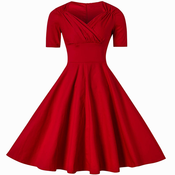 Elegant 1950's Vintage Red Short Sleeve Casual Cocktail Party Chrismas ...