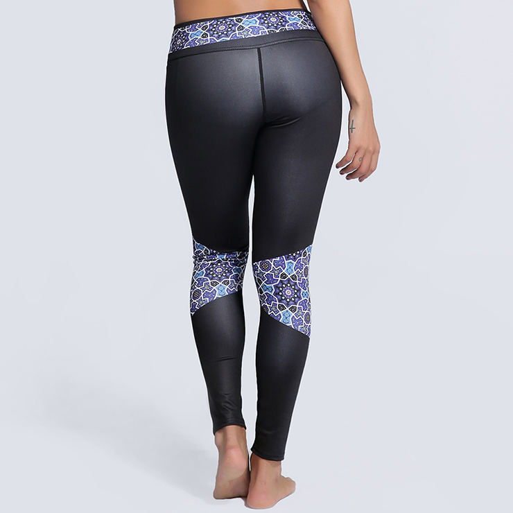Women's Fashion Black High Waist Print Sports Workout Leggings Yoga ...