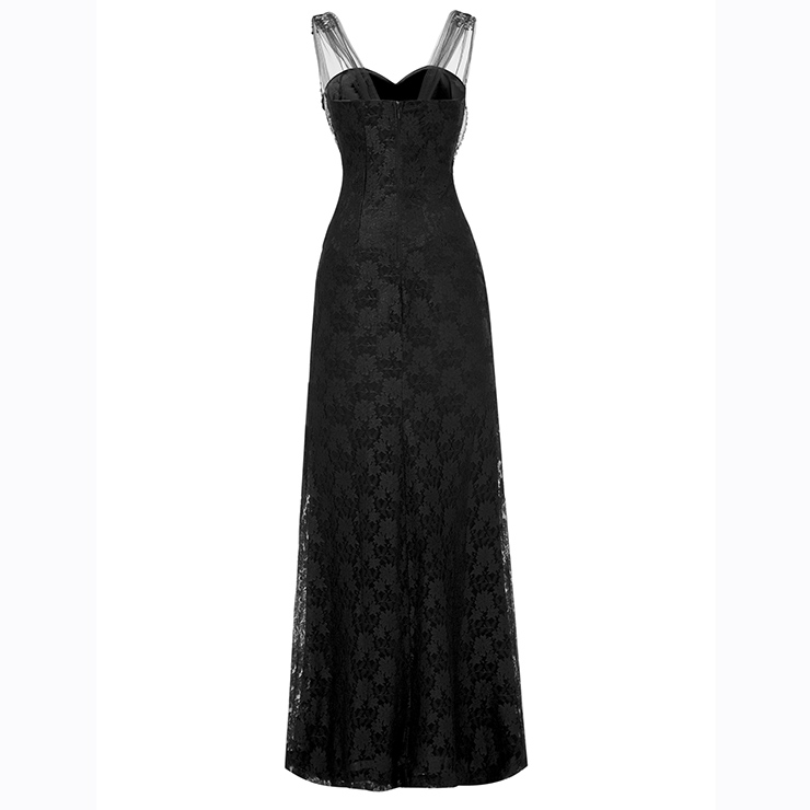 Women's Black Sleeveless Sweetheart Beaded Sheath Evening Dress N15759