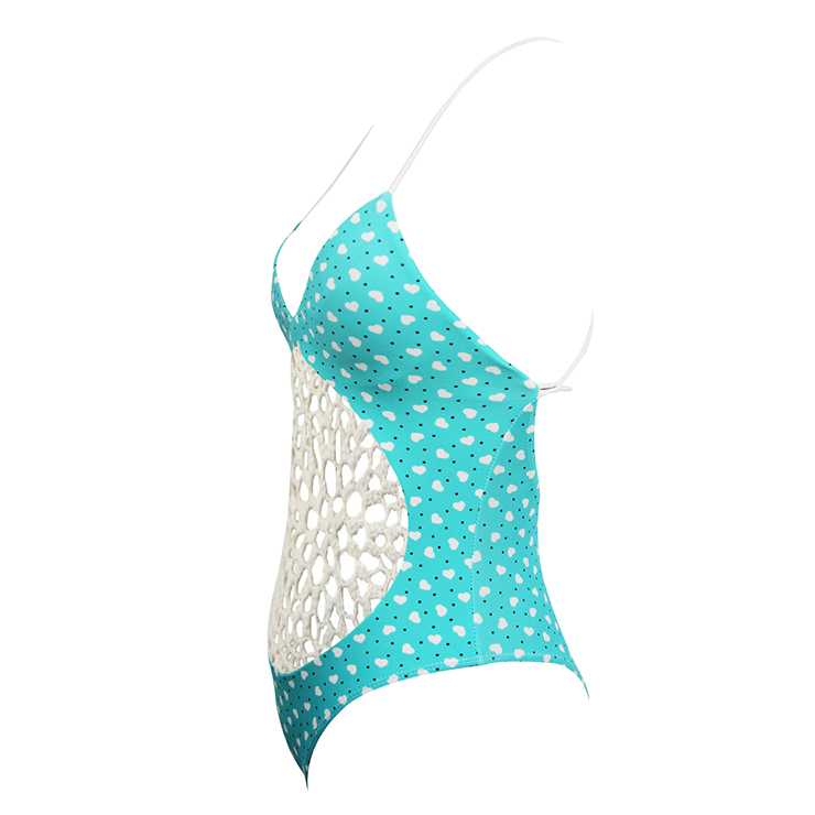 Fashion Blue Hollow Out One Piece Swimsuit Bk12292