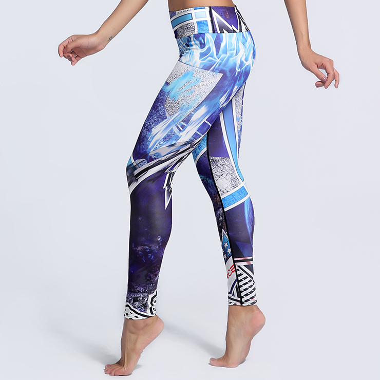 Women's Fashion Colorful High Waist Print Sports Workout Leggings Yoga ...