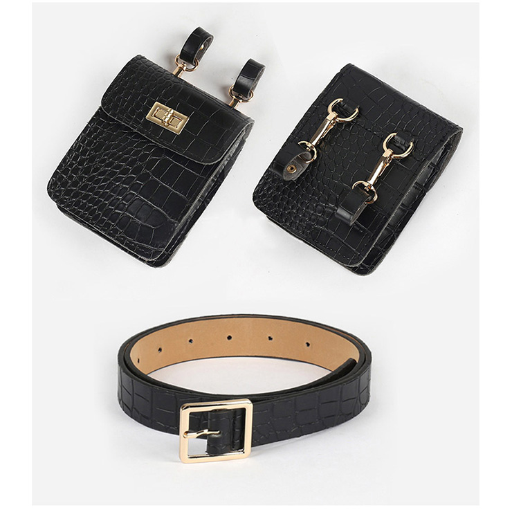 Fashion Crocodile Embossed PU Leather Removable Mini Pouch Adjustable ...