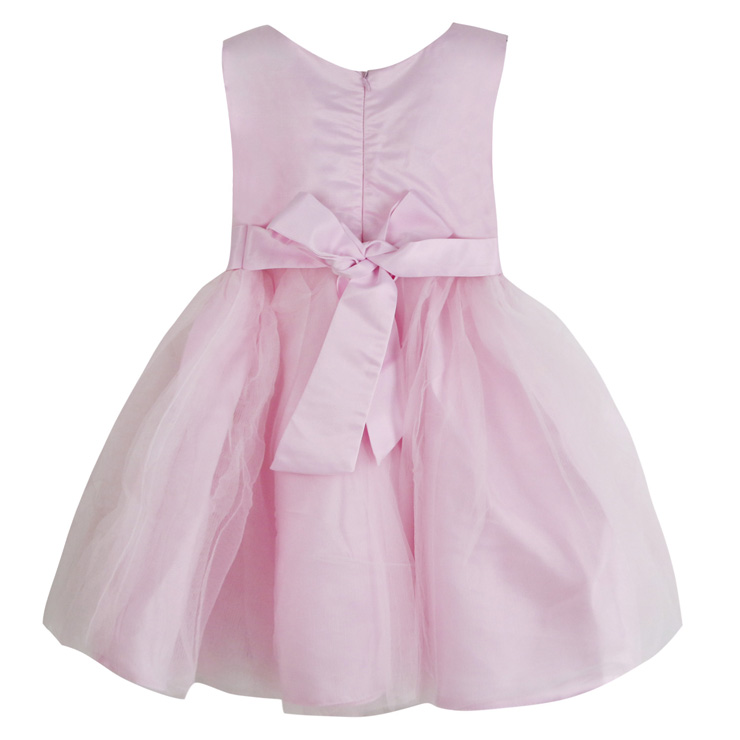 Elegant Mesh Satin Pearl Flower Waist Princess Dress N9475