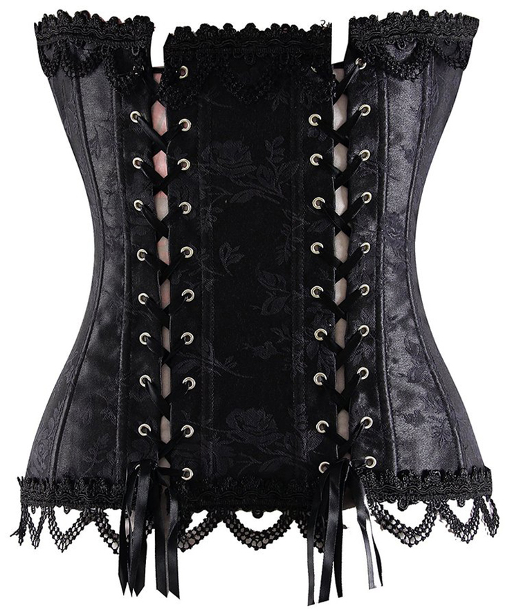 Fashion Sexy Black Jacquard Satin Corset N10007