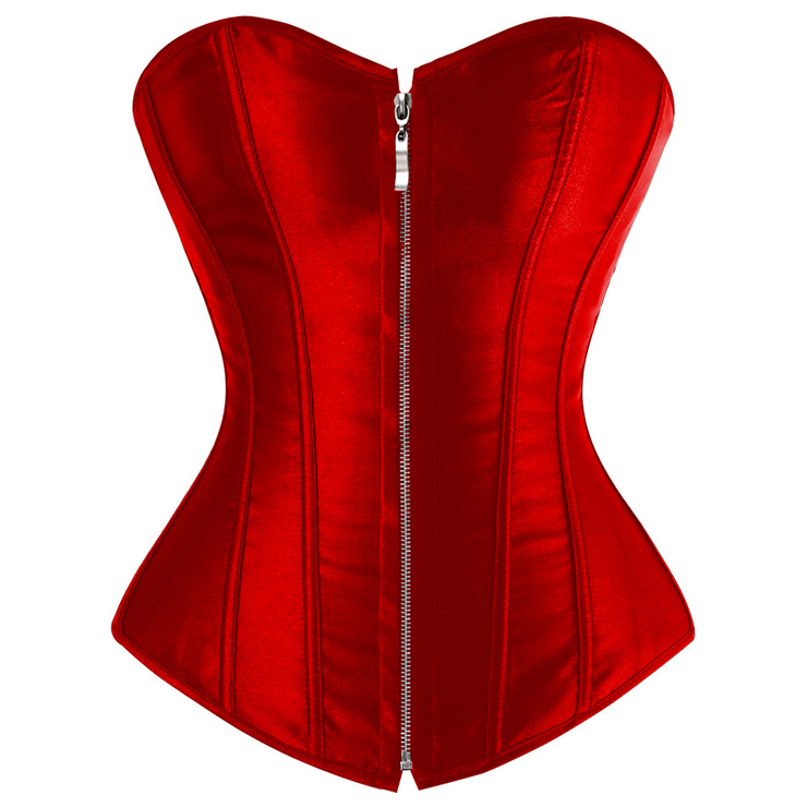 Fashion Women's Red Satin Zipper Body Shaper Corset N9910