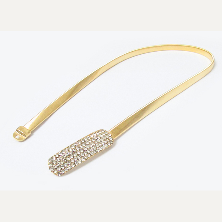 Womens Fashion All Match Gold Diamond Thin Waist Belt N17935