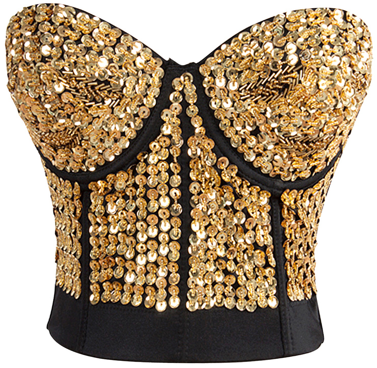 Gold Sequin Studded Sweet Heart Top N7193