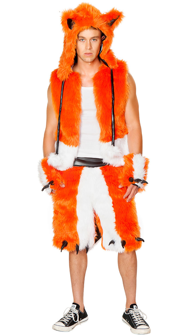 Men's Handsome Furry Orange White Fox Animal Costume N9506