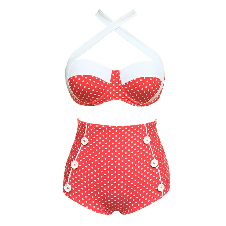 Sexy Red High Waist Bikini Set Bk12313
