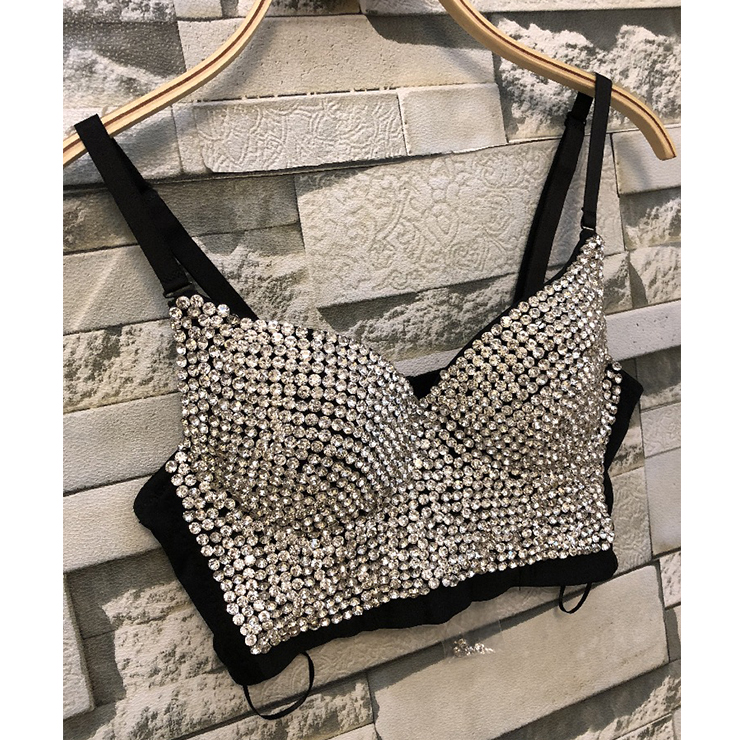 Sexy Rhinestone Padded Underwire B Cup Bustier Bra Clubwear Crop Top N19958