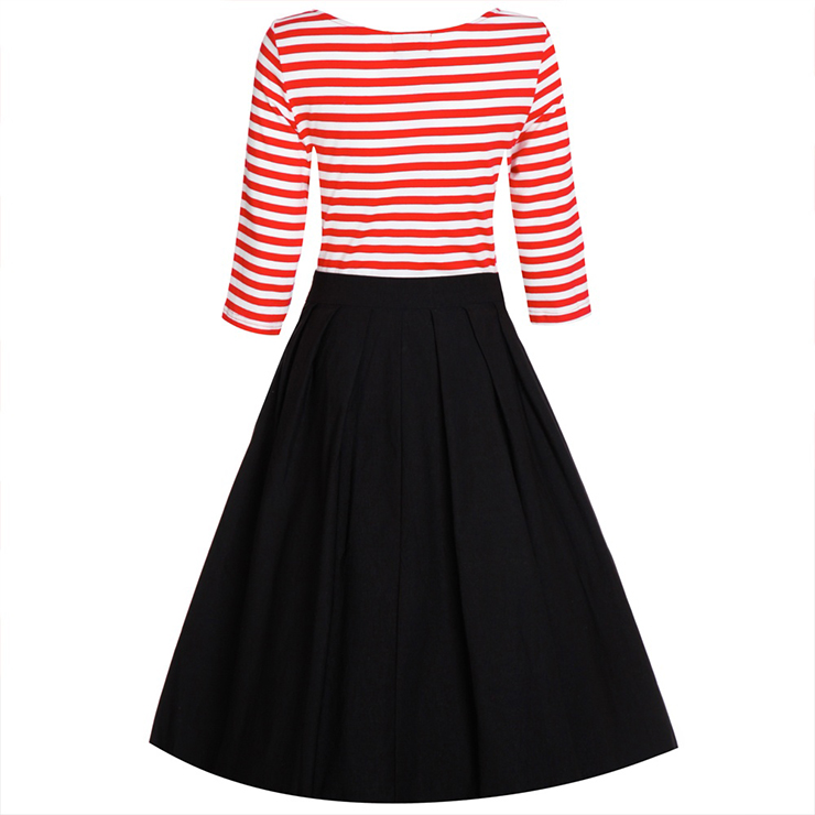 Hot selling Stripe Short Sleeve A-line Dress N12897