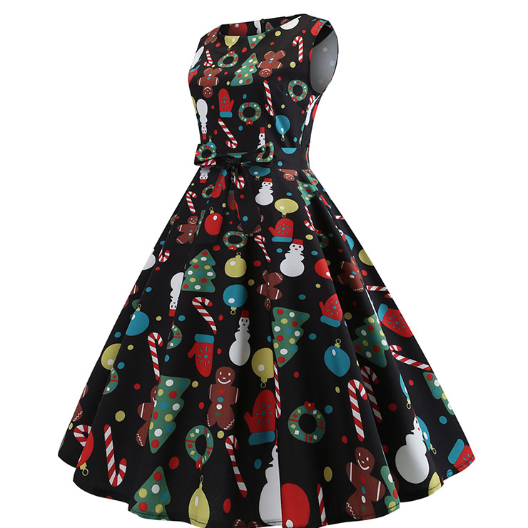 Fashion Round Neckline Christmas Tree Decorations Pattern Printed ...