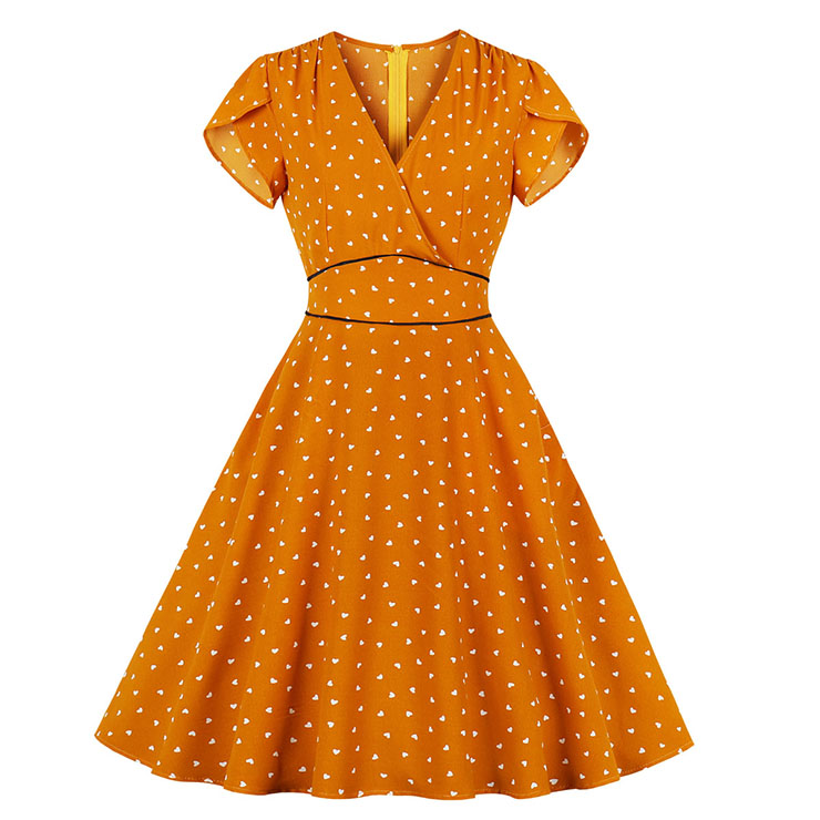 Plus Size Fashion Heart-shaped Pattern V Neckline Petal Sleeve High ...