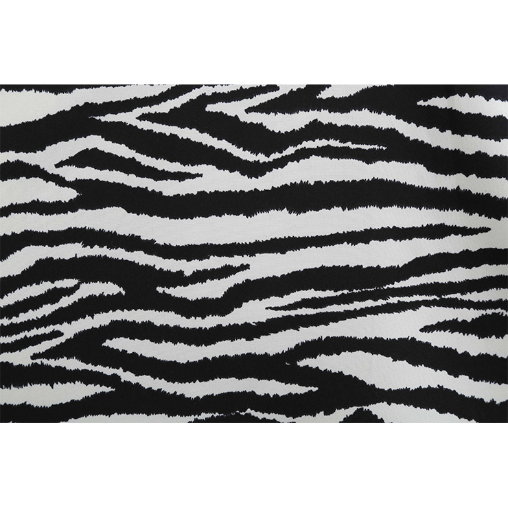 Vintage V Neck Black Bodice and Zebra Pattern Splicing Sleeveless ...