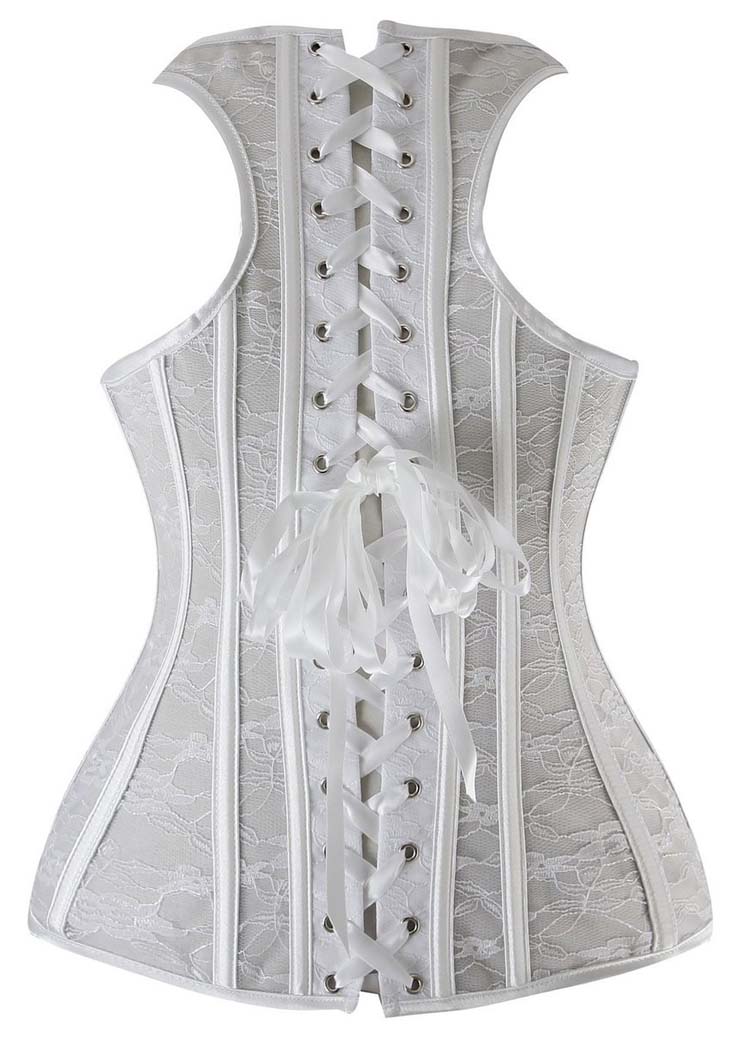 Classical White Lace Square Neck Straps Waist Training Vest Corset N9999