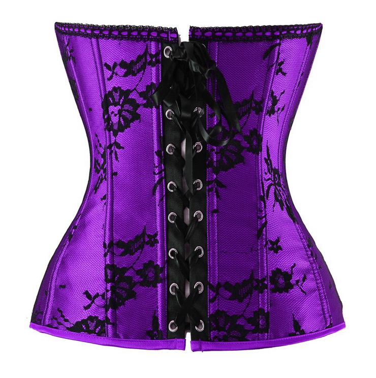 Satin floral lace corset M4221